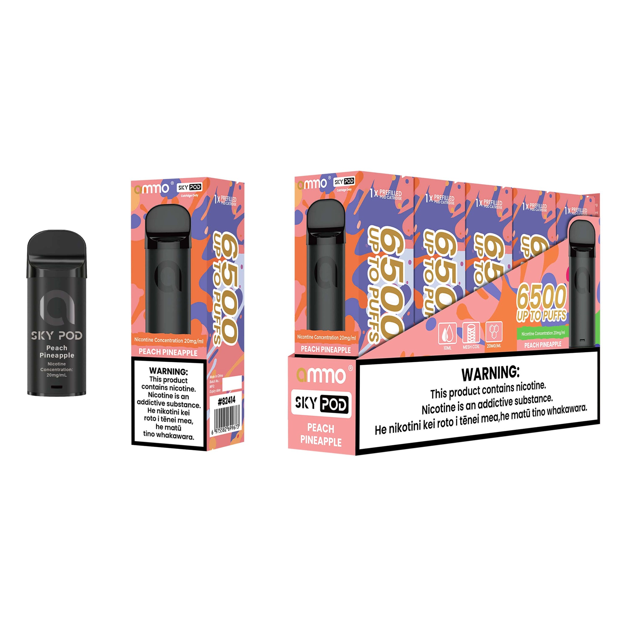 Ammo SKY Pod 20mg/mL - Peach Pineapple 6500 puffs — Vape Nation
