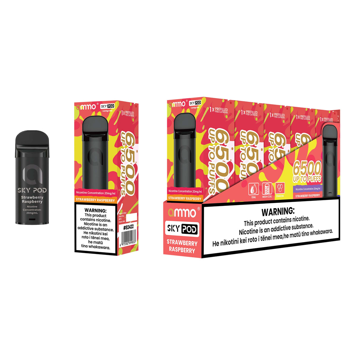 Ammo SKY Pod 20mg/mL - Strawberry Raspberry 6500 puffs — Vape Nation